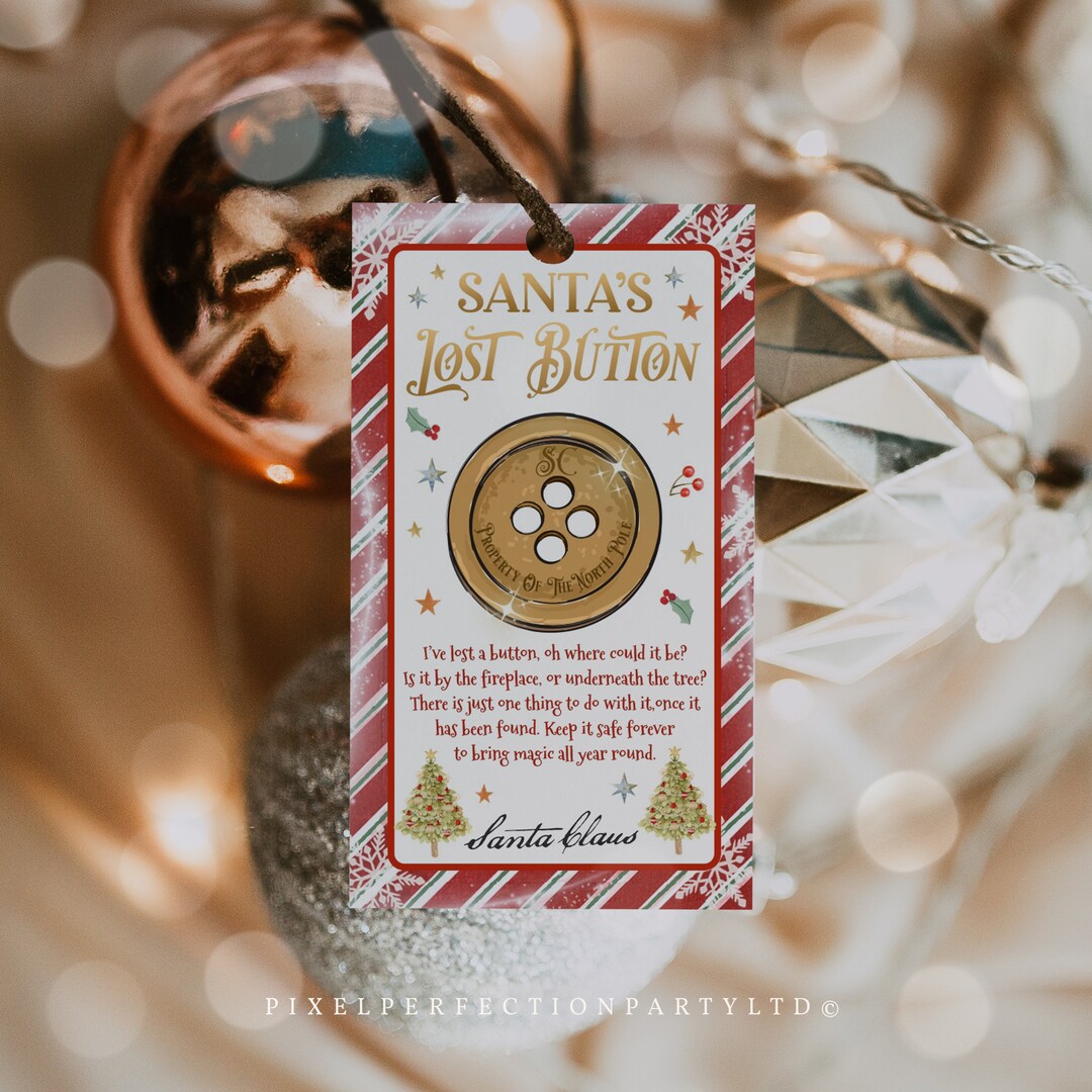 EDITABLE Santa's Lost Button Tag Father Christmas Lost Button Tag ...