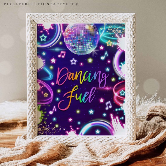 Dance Party Dancing Fuel Table Sign Neon Glow Dance Party Neon Glow ...