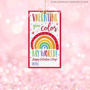 Editable Rainbow Valentine's Day Gift Tag Valentine You - Etsy