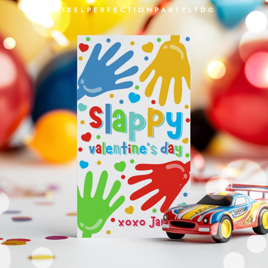 Editable High Five Sticky Hand Valentine's Tag Slappy Valentine's Tag ...