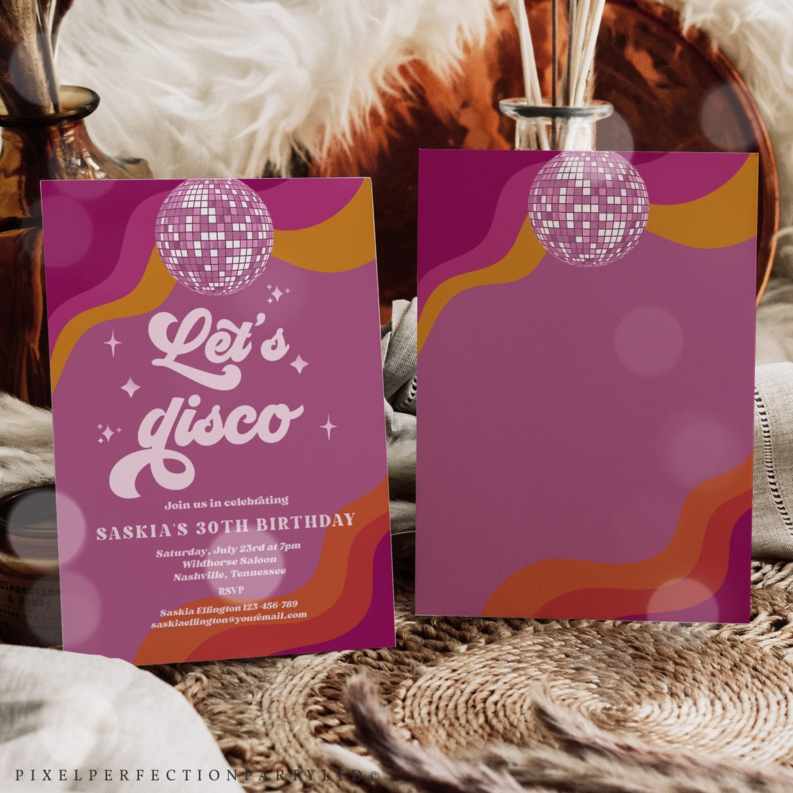 Editable Let's Disco Retro Birthday Party Invitation - Etsy