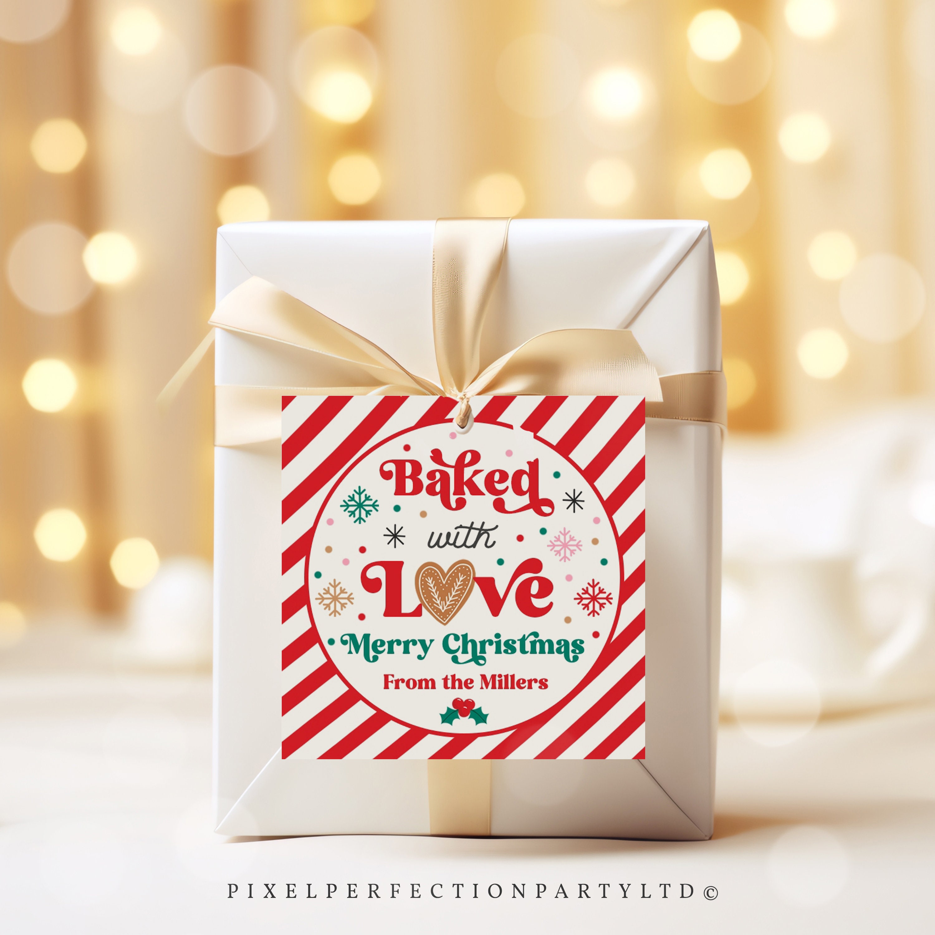 Editable Cookie Gift Tag Baked With Love Gift Tag Cookie Exchange Gift ...