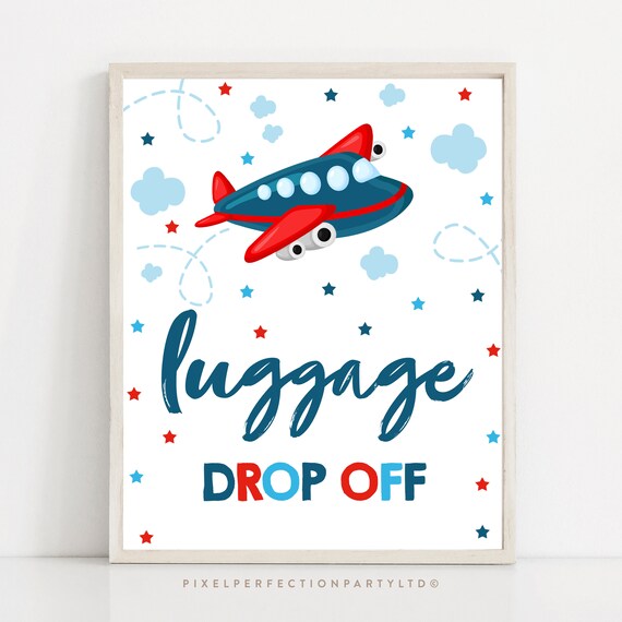 Luggage Drop Off Airplane Birthday Party Sign Aircraft Birthday Party ...