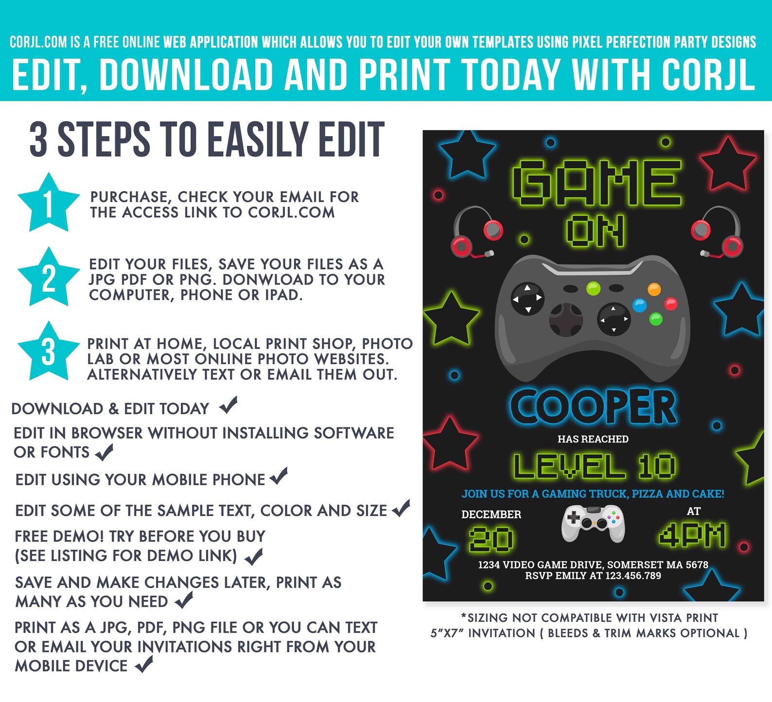 Gaming Invitation Video Game Invitation Video Game Birthday - Etsy UK