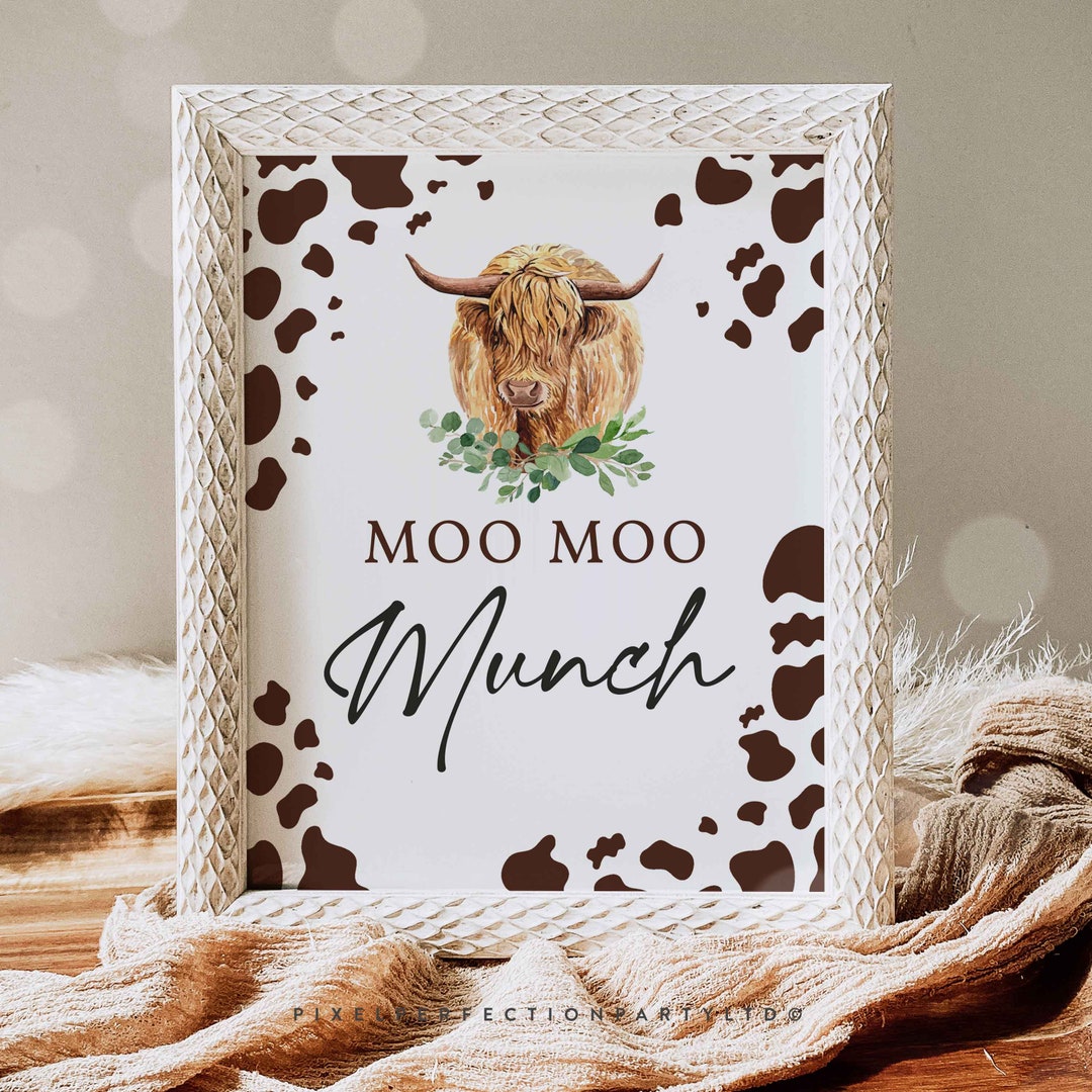 Moo Moo Munch Birthday Party Sign Holy Cow I'm One - Etsy