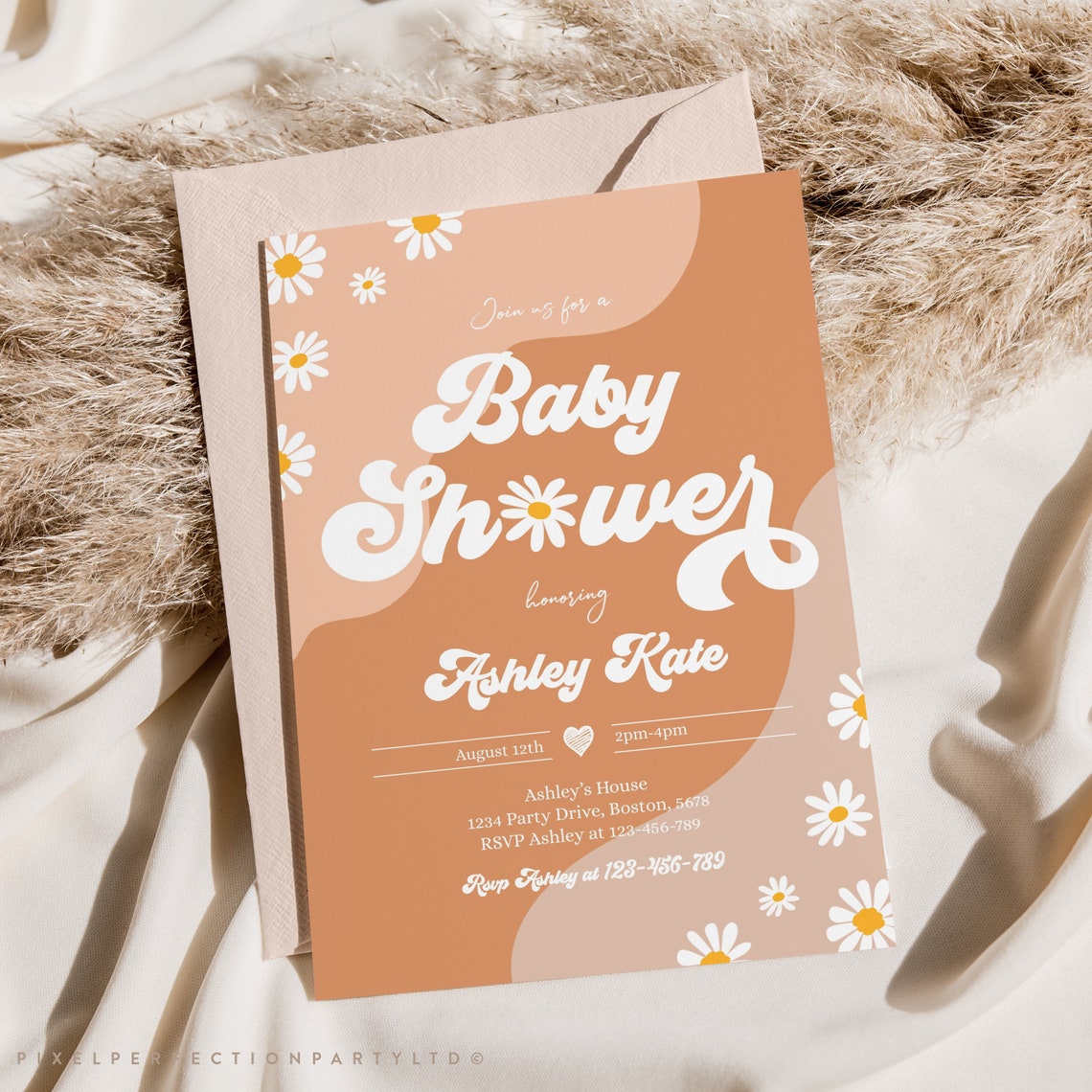 Editable Retro Baby Shower Invitation Retro Bohemian Hippie - Etsy