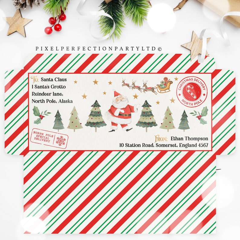EDITABLE Santa Envelope Template Letter to Santa Envelope - Etsy