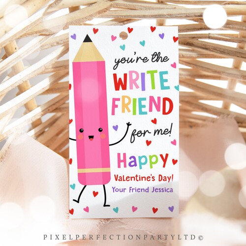 Pencil Valentine Tags Write Friend for Me Tag Write Valentine - Etsy
