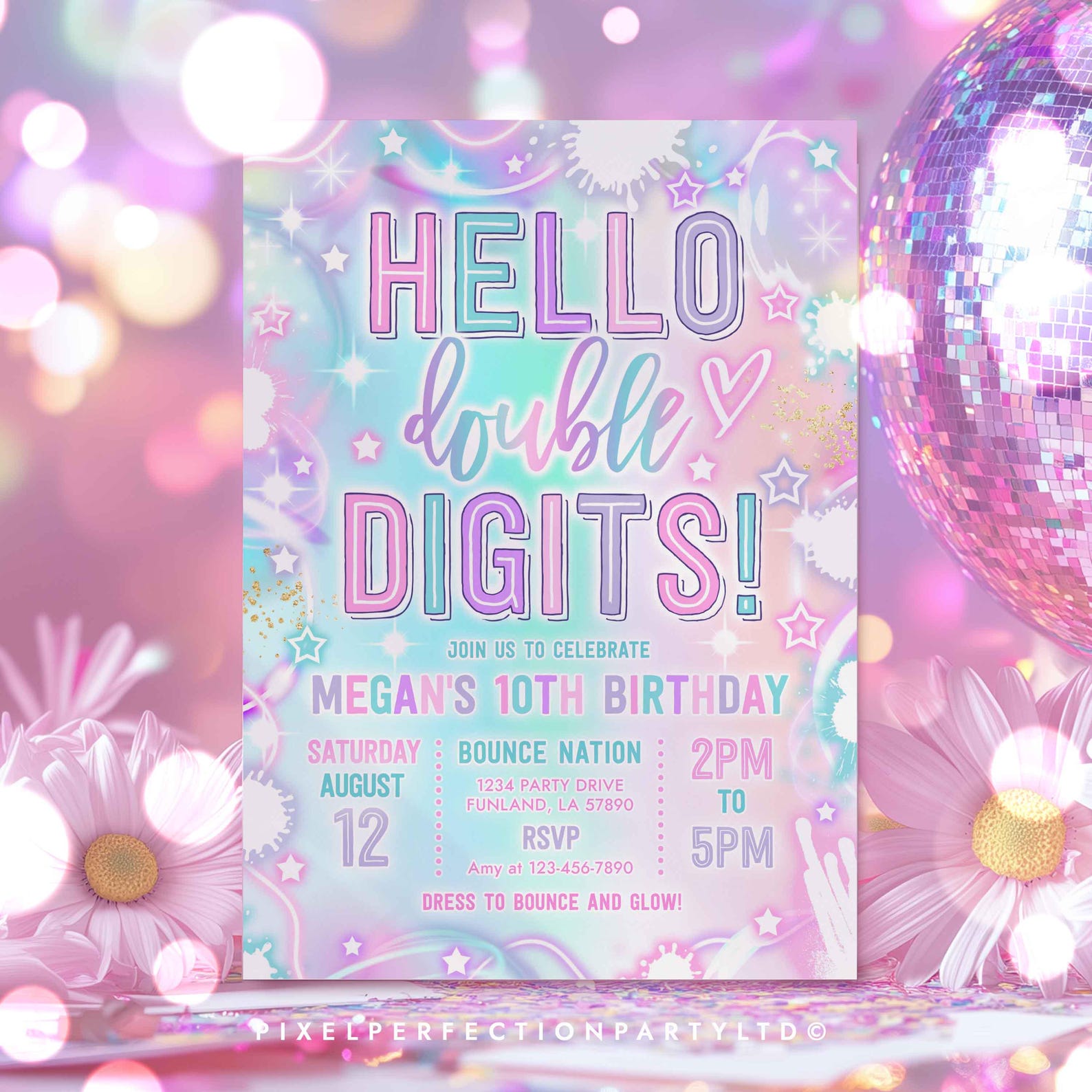 Editable Hello Double Digits 10th Birthday Party Invitation Hello ...