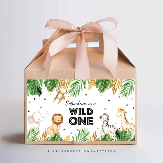 Editable Safari Gable Box Labels Safari Wild One Gift Box - Etsy