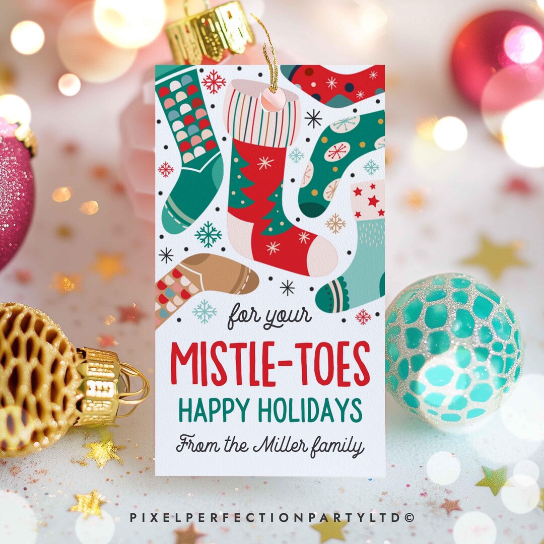 Editable for Your Mistle-toes Christmas Gift Tag Sock Holiday Gift Tag ...