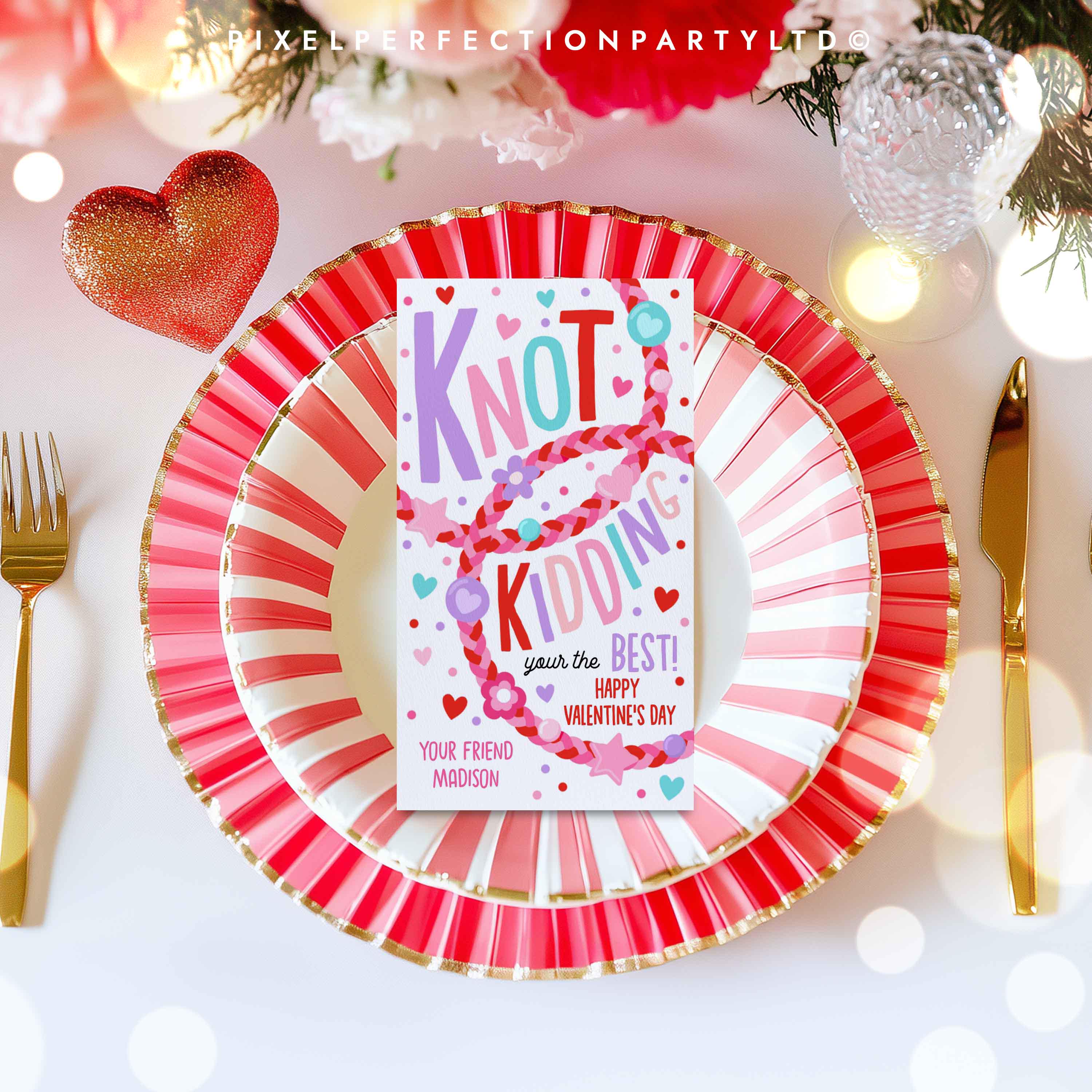 Editable Valentine's Friendship Bracelet Gift Tag Knot Kidding ...