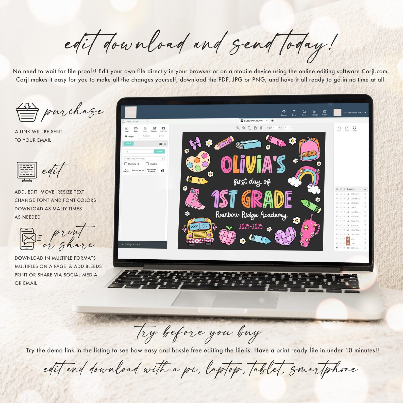 Editable First Day of 3rd Grade Sign Printable First Day of 3rd Grade ...