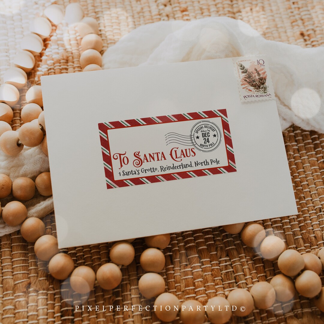 EDITABLE Letter to Santa Mailing Label for Envelope Personalized Santa ...