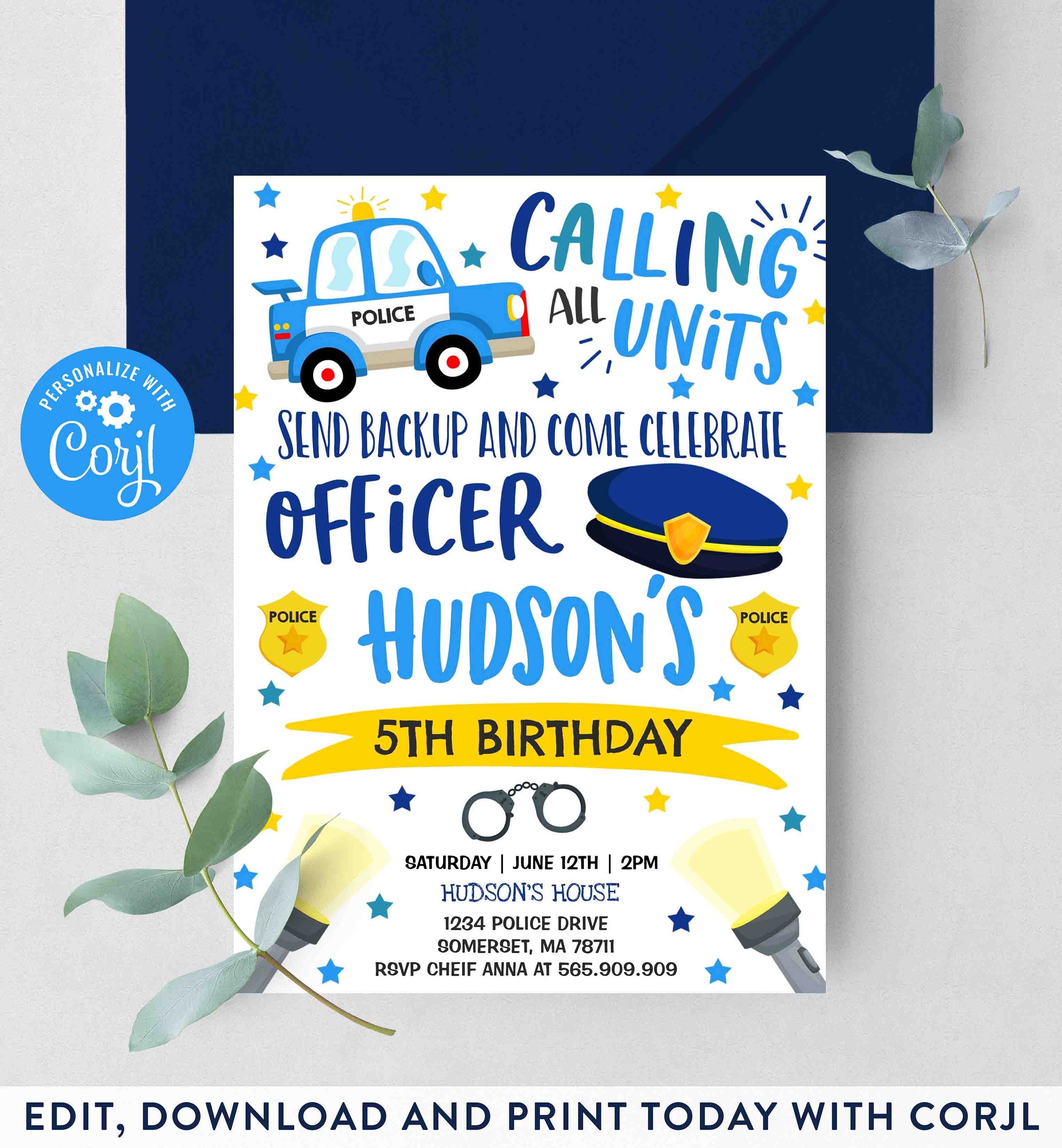 Editable Police Invitation Police Birthday Invitation Police - Etsy UK