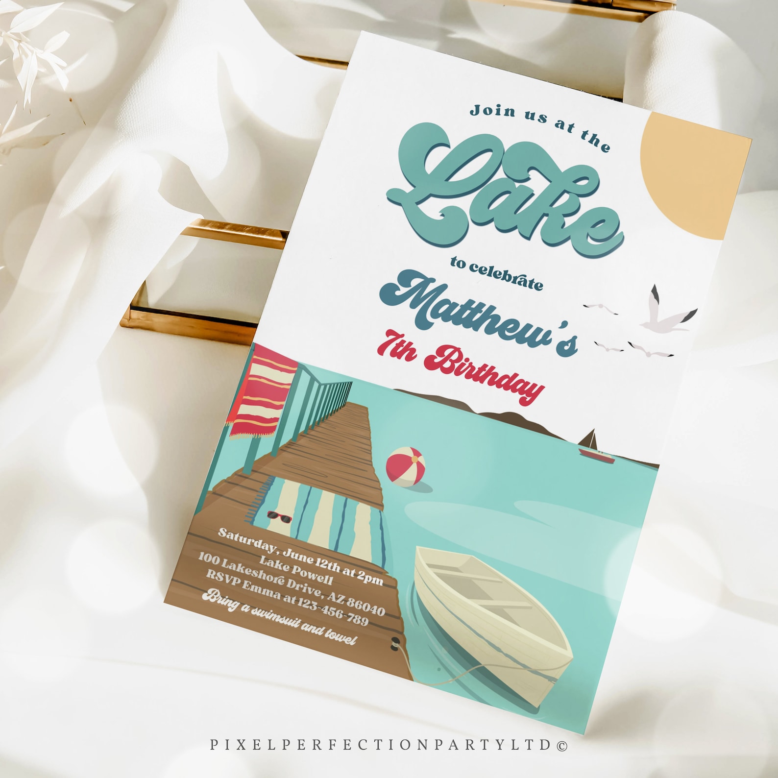Editable Lake Birthday Party Invitation Boat Lake Birthday - Etsy