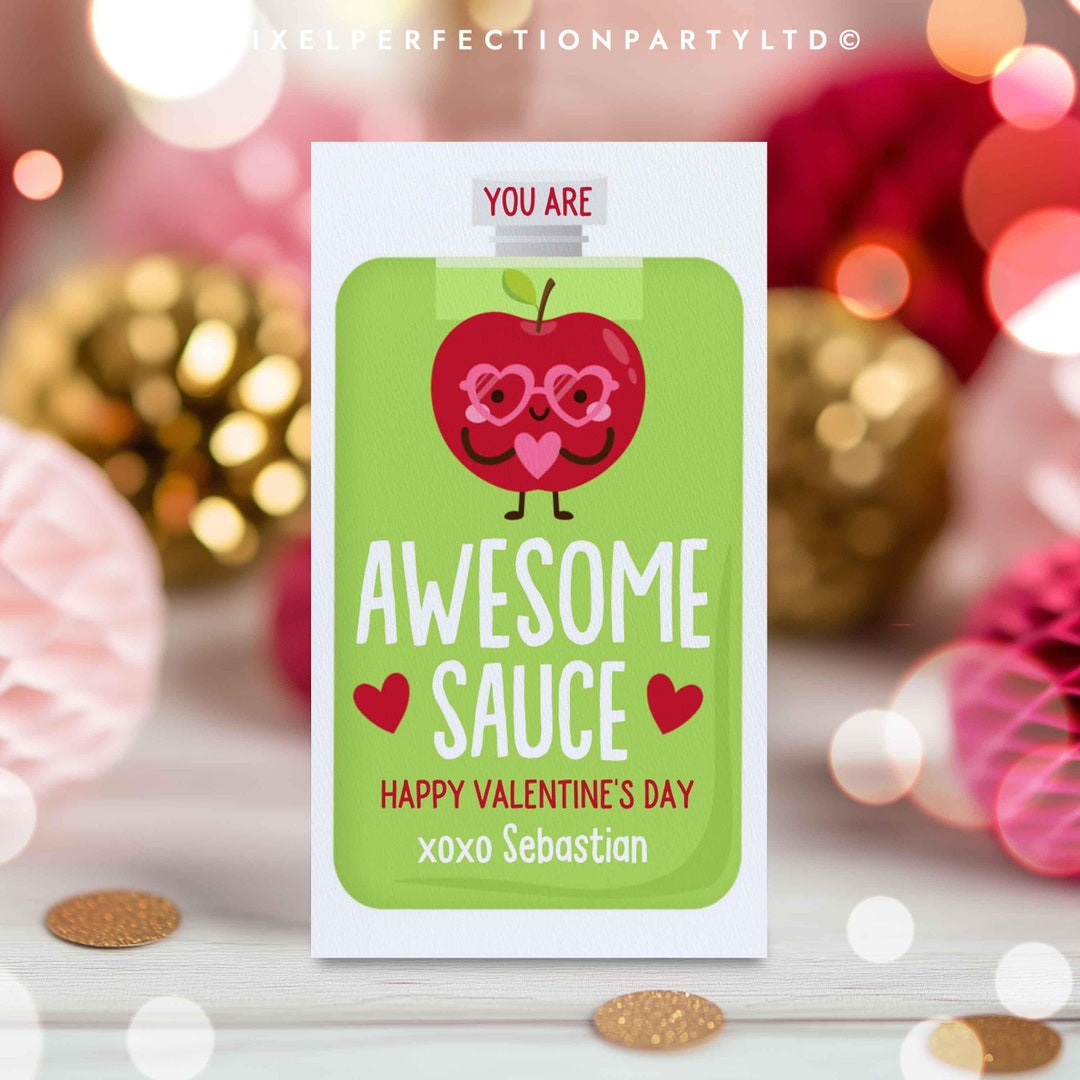 Editable Valentines Applesauce Gift Tags Valentines You Are Awesome ...