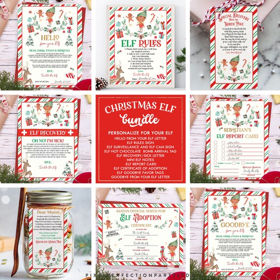EDITABLE Elf Activity Kit Bundle Elf Letters Elf Signs Elf Gift Tags ...