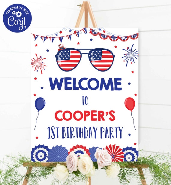 Editable 4th Of July Welcome Sign 4th Of July Red White And Blue Theme ...