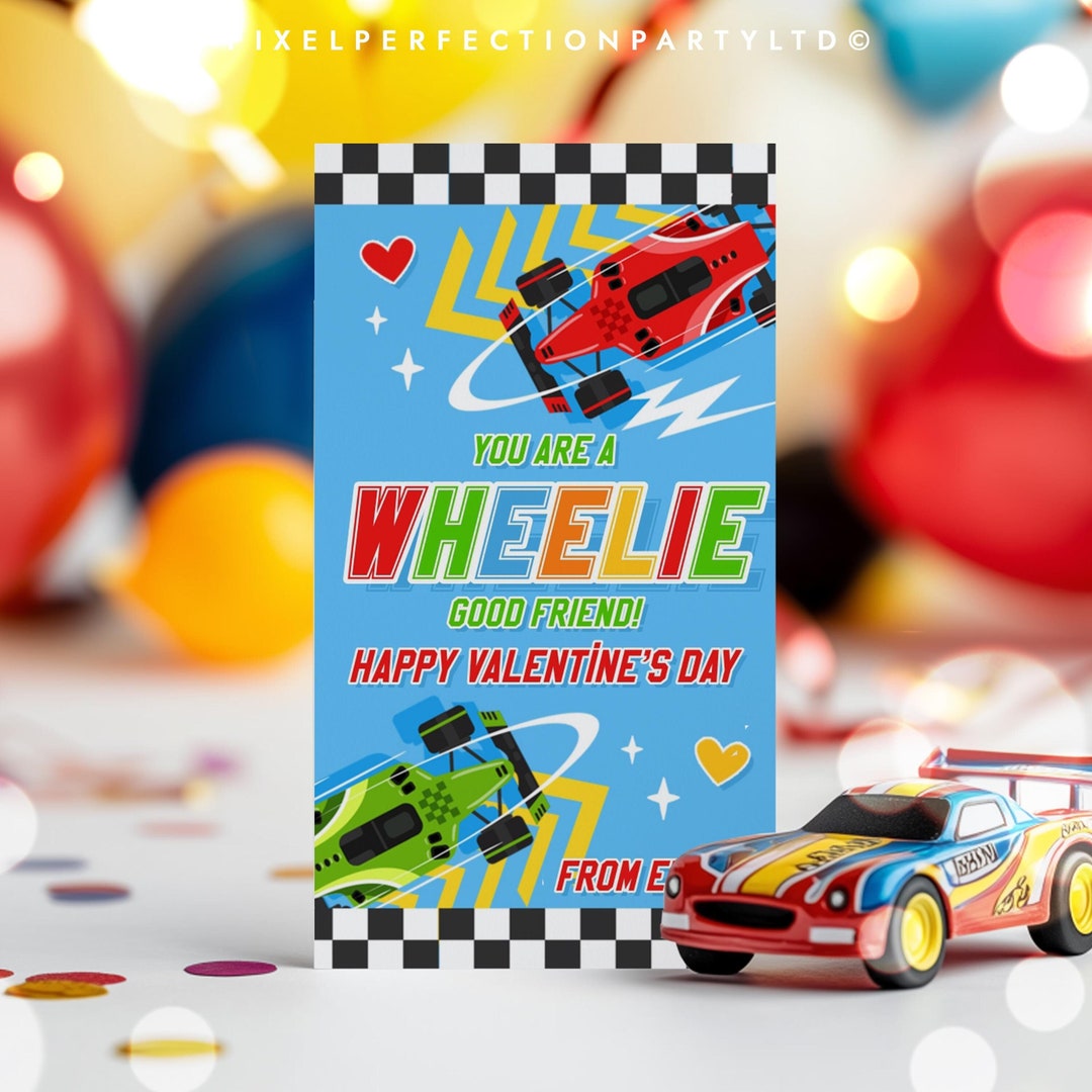 Editable Race Car Valentine's Day Card Tag You Are A Wheelie Good ...