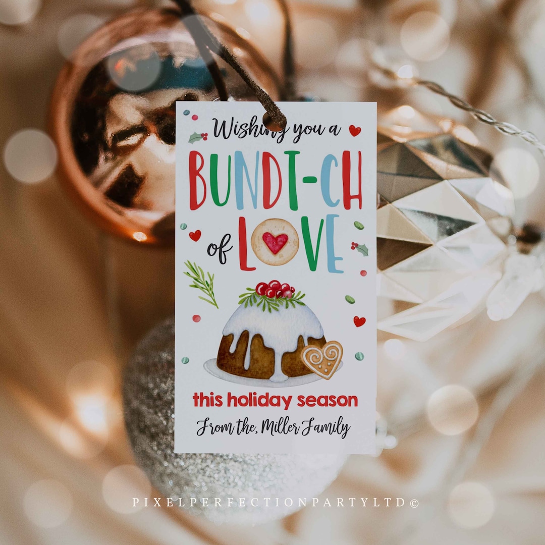 Editable Teachers Appreciation Christmas Bundt Cake Gift Tag Wishing ...