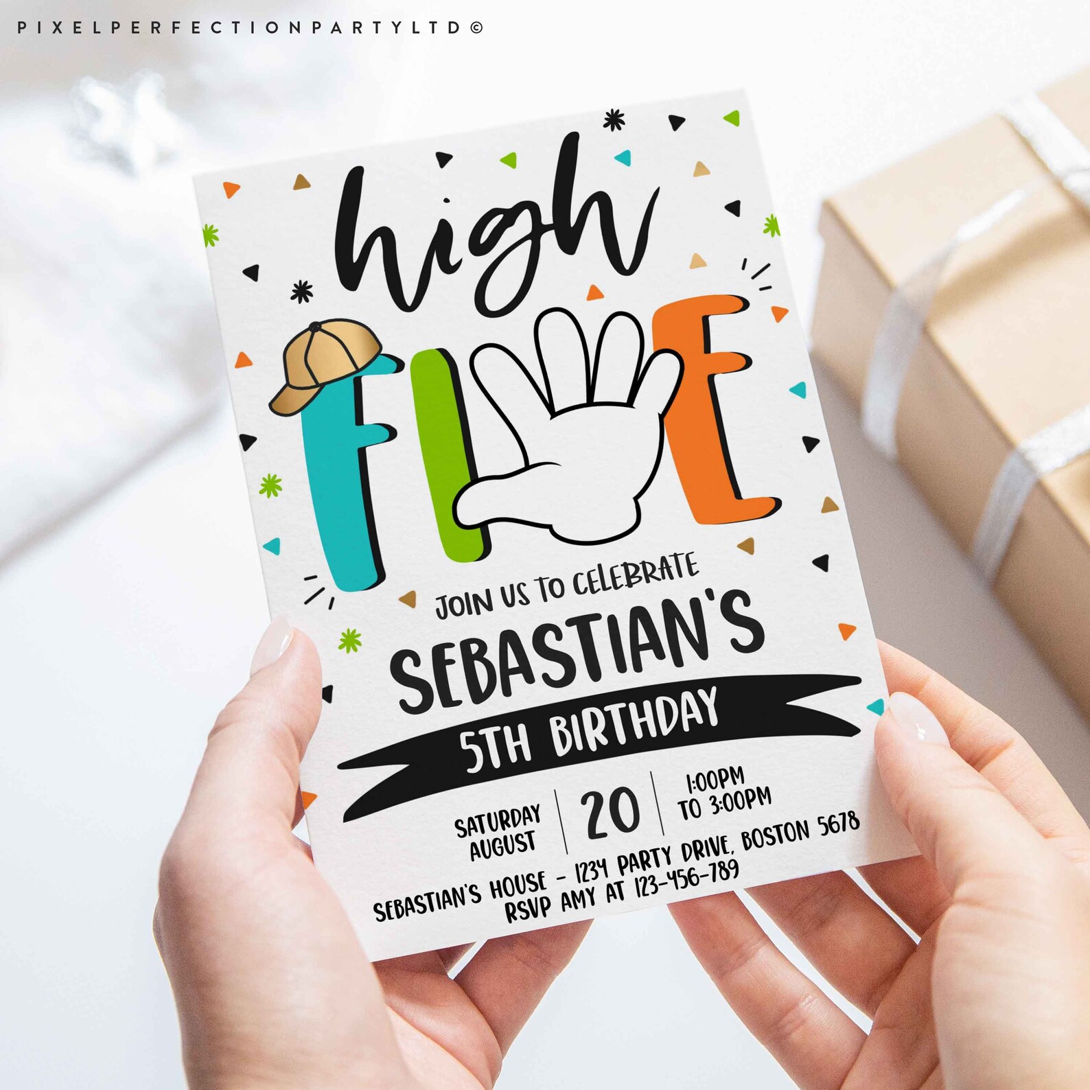 Editable High Five Birthday Party Invitation Hi Five 5th - Etsy