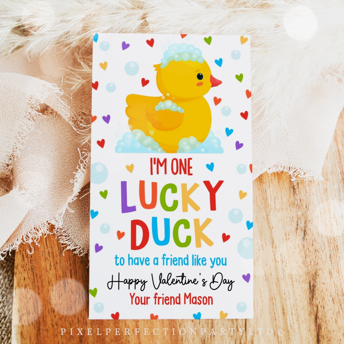 Editable Valentines Rubber Duck Gift Tag One Lucky Duck - Etsy