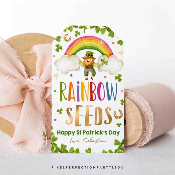 Editable St. Patrick's Day Rainbow Seeds Gift Tag St Patrick's Day ...