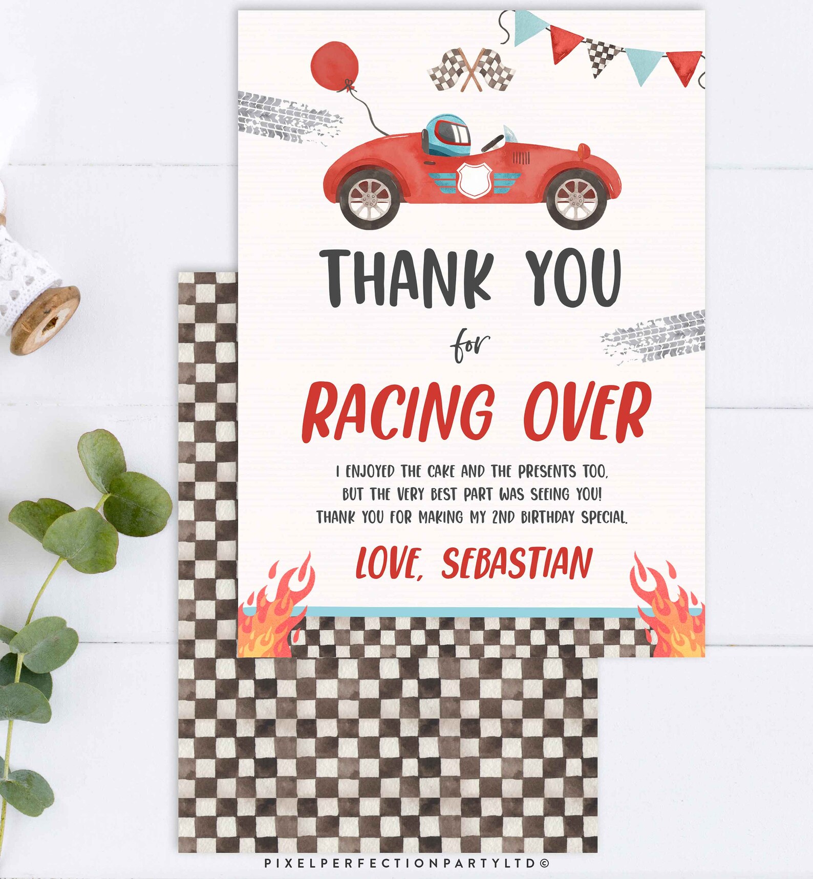 Editable Two Fast Birthday Thank You Card Red Race Car Thank - Etsy