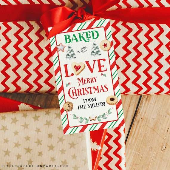 Editable Cookie Gift Tag Baked With Love Gift Tag Cookie Exchange Gift ...