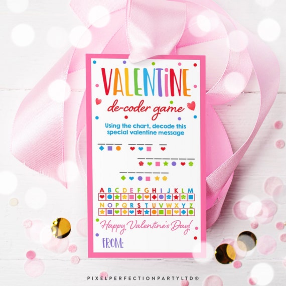 Editable Valentine Decode Secret Message Gift Tag Valentine's Day Game ...