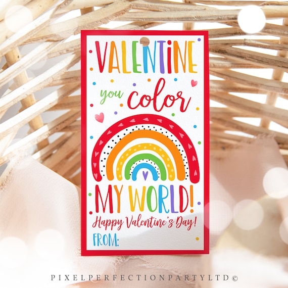 Editable Rainbow Valentine's Day Gift Tag Valentine You Color My World ...
