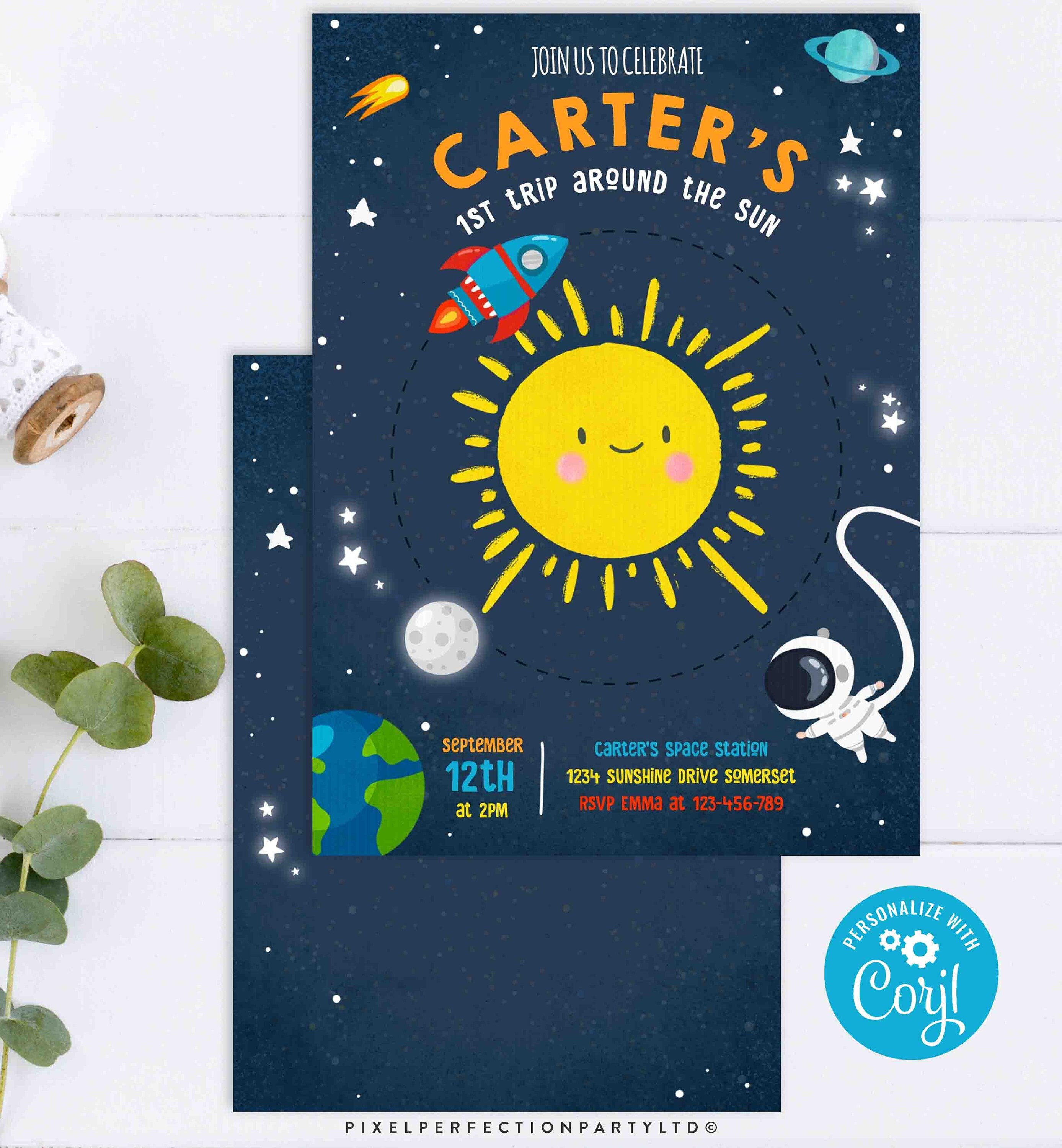 Editable Outer Space Birthday Invitation Outer Space 1st | Etsy
