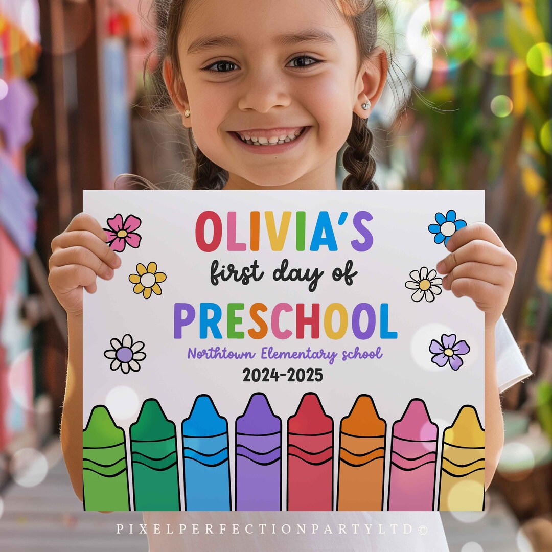 Editable First Day of Preschool Sign Printable First Day of Preschool ...