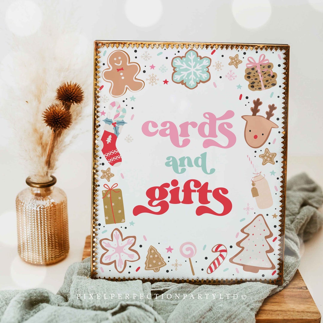 Holiday Cookie Birthday Party Cards and Gifts Sign Sweet One Two Sweet ...