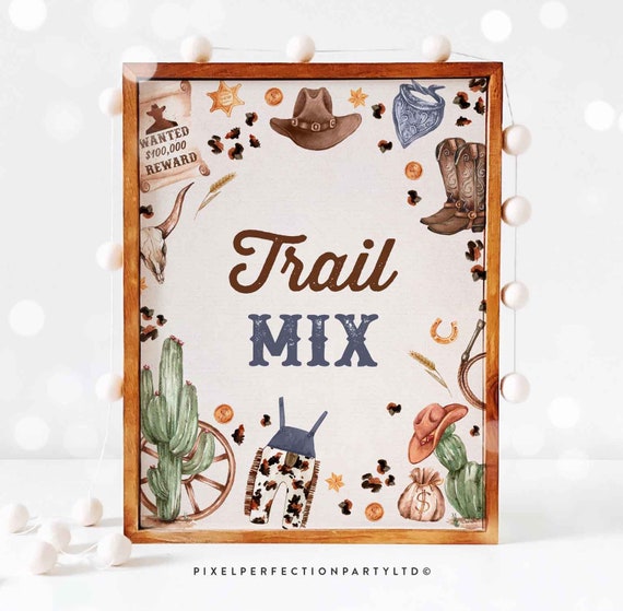 Cowboy Birthday Party Trail Mix Sign Wild West Cowboy 1st Rodeo ...