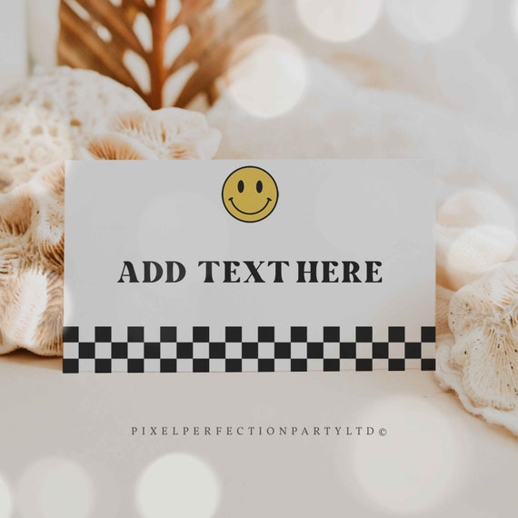 Editable Smiley Face 1st Birthday Folded Tent Cards One Cool Dude 1st ...