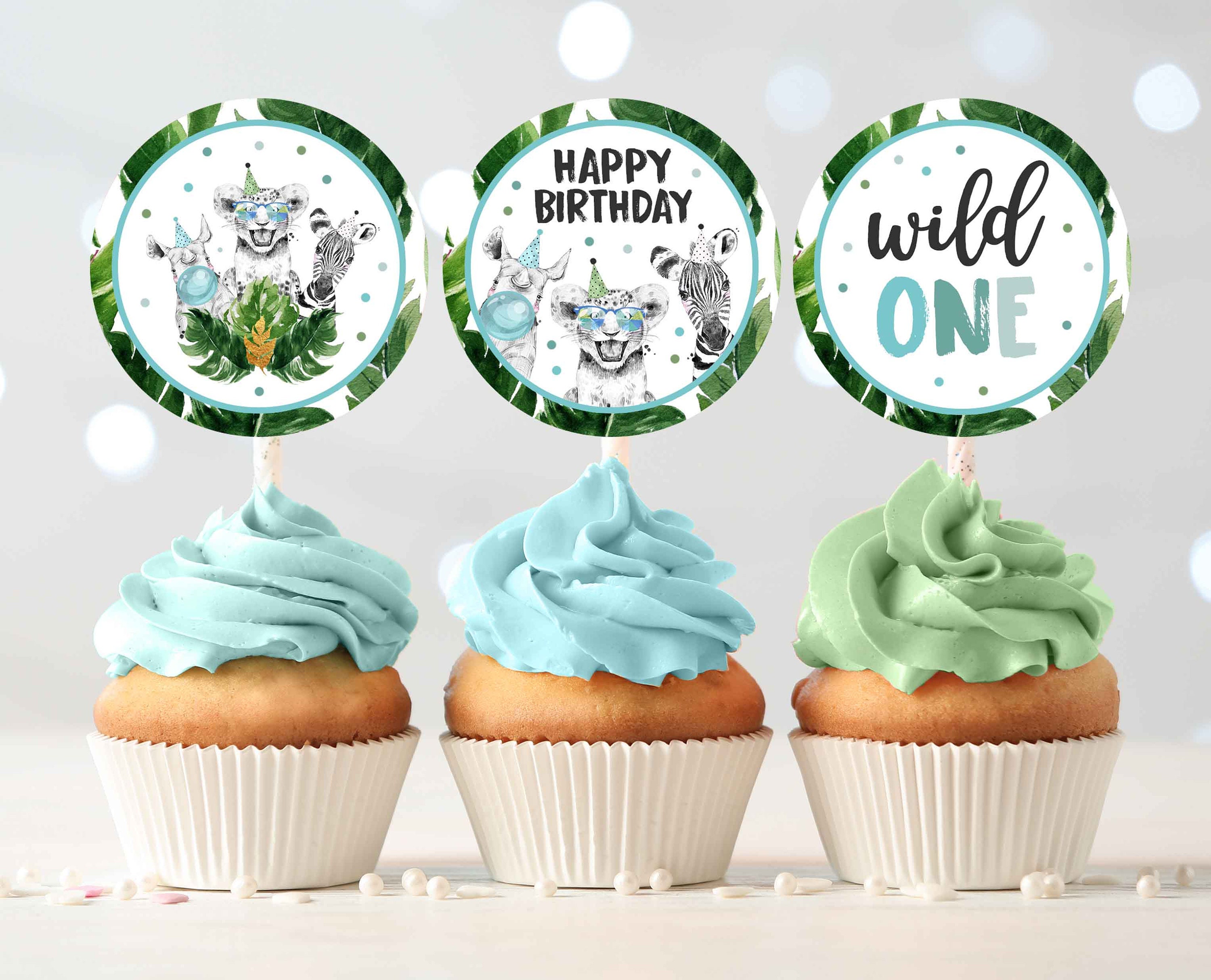 Safari Wild One Cupcake Toppers Wild One 1st Birthday Favor | Etsy