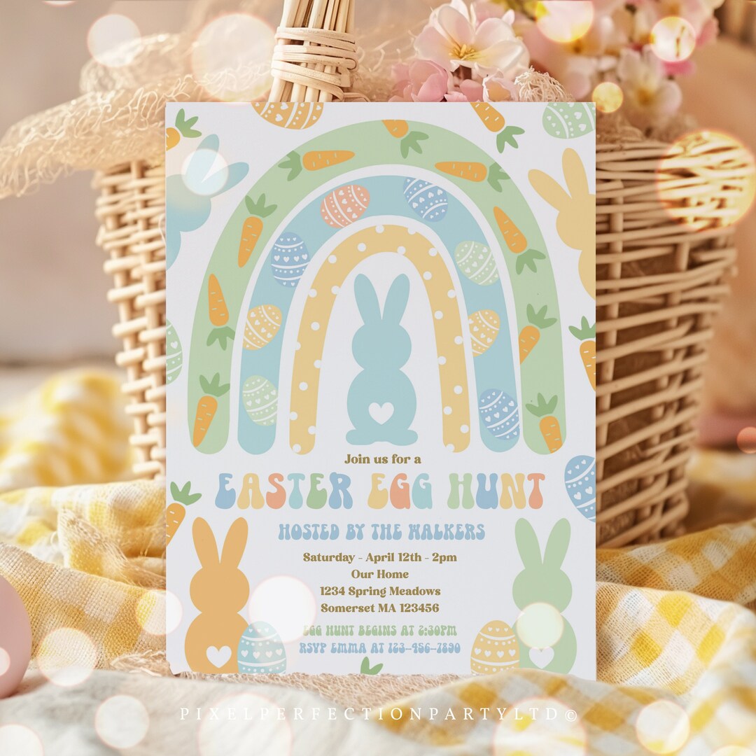 Editable Easter Egg Hunt Invitation Easter Egg Event Party Neighborhood ...