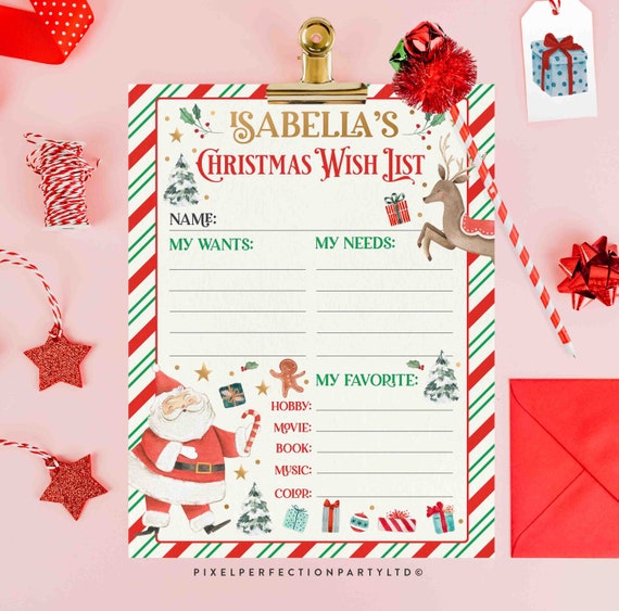 EDITABLE Christmas Wish List Letter Santa Claus Christmas Wish List ...