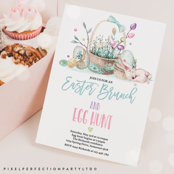 Paper & Party Supplies Bunny Hunt Invitation Instant Download Editable ...