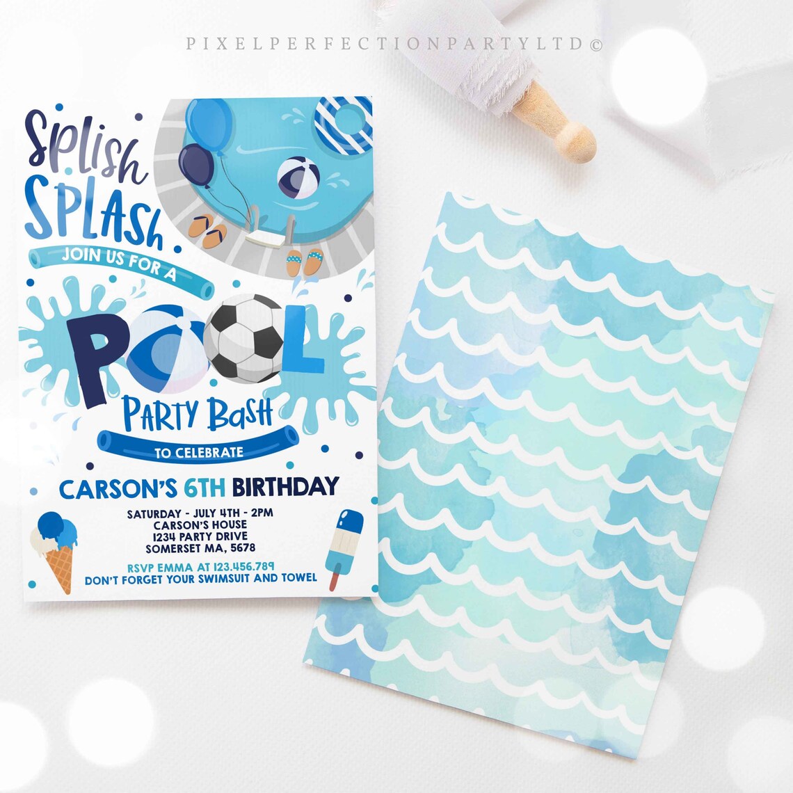 Editable Soccer Pool Party Invitation Sports Summer Pool Party - Etsy UK