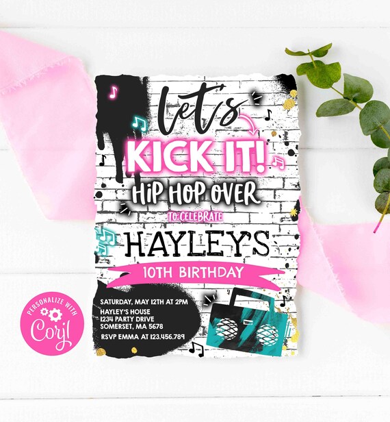 Editable Hip Hop Invitation Hip Hop Dance Party Neon Glow Hip - Etsy