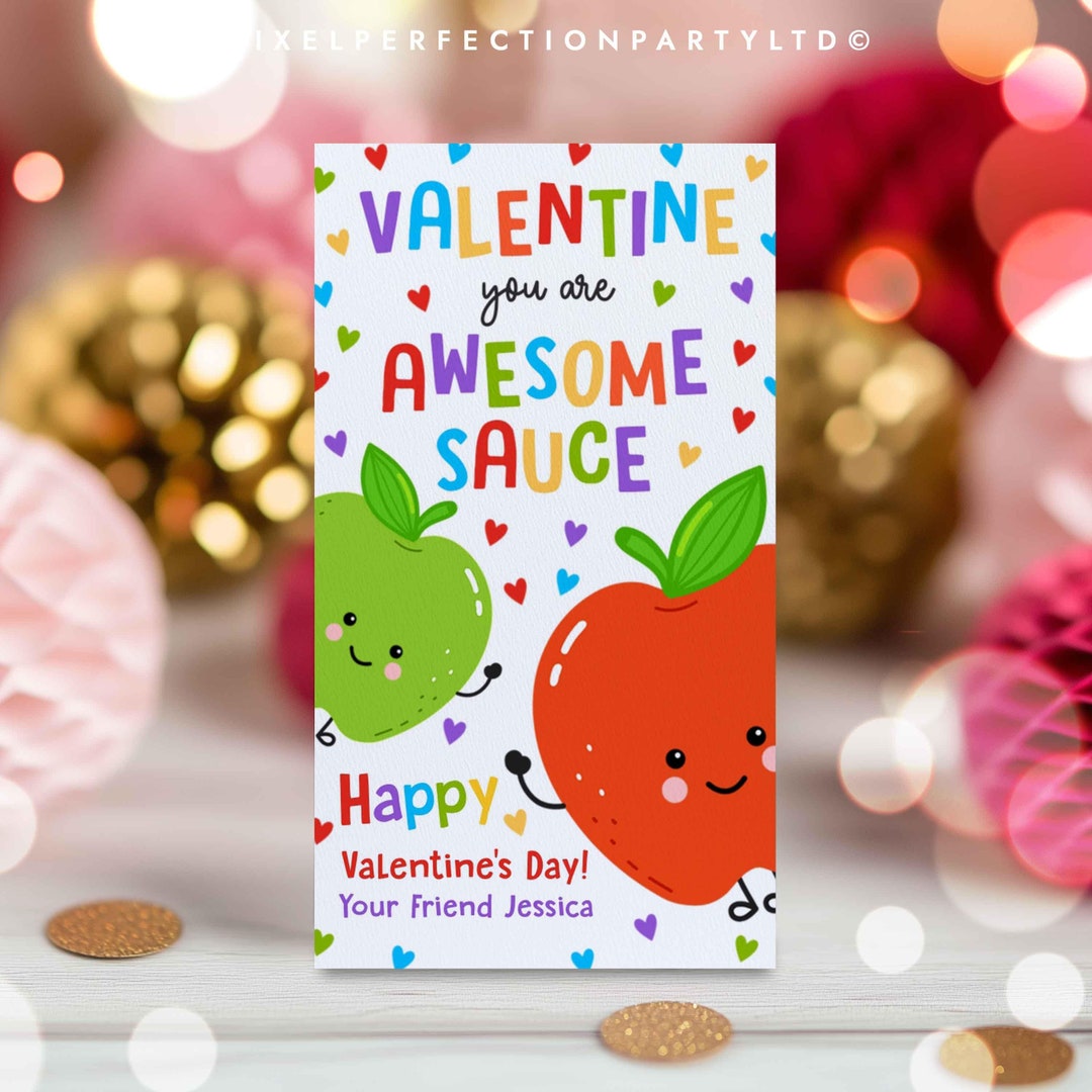 Editable Valentines Applesauce Gift Tags Valentines You Are Awesome ...