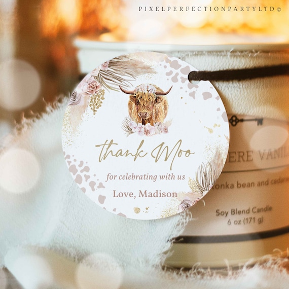 Editable Highland Cow Birthday Party Favor Tags Holy Cow I'm One ...