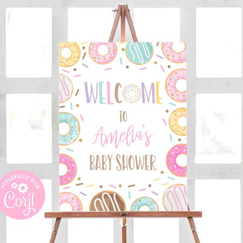 Editable Donut Welcome Sign Girl Donut Party Table Sign Donut - Etsy