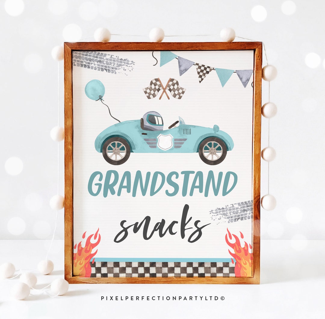 Grandstand Snacks Party Sign Race Car 2nd Birthday Two Fast 2 - Etsy