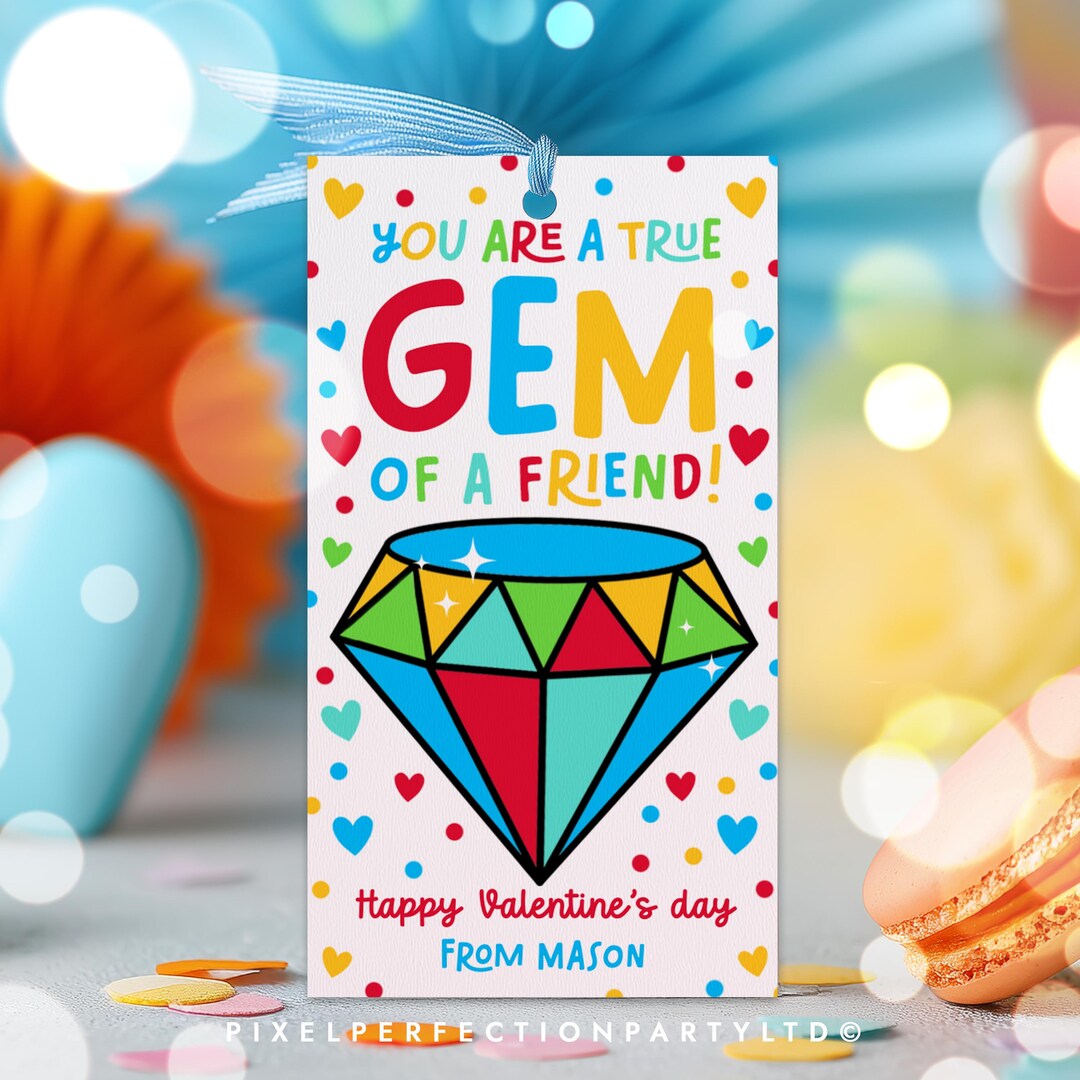 Editable Candy Gem Valentine's Day Gift Tag You're A Gem of a Friend ...