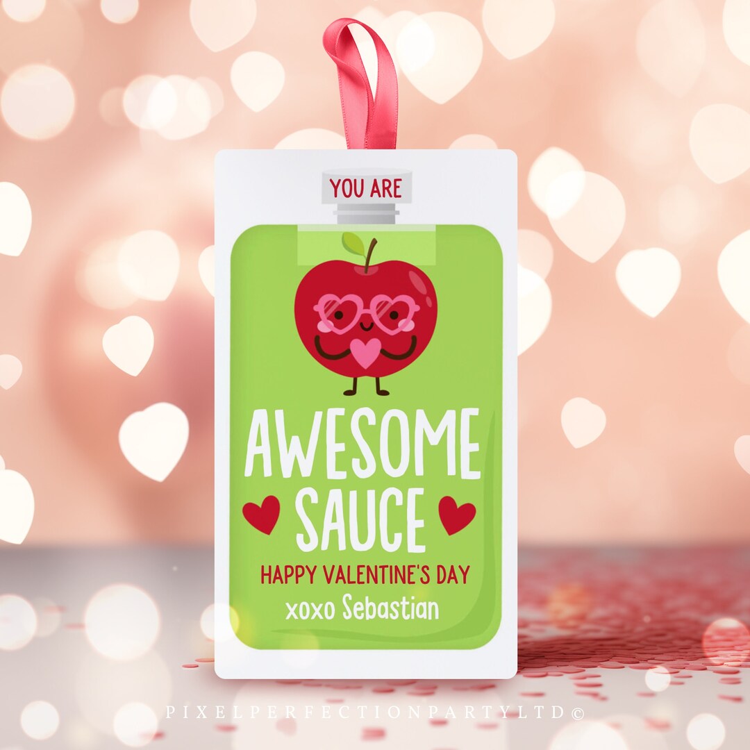 Editable Valentines Applesauce Gift Tags Valentines You Are Awesome ...