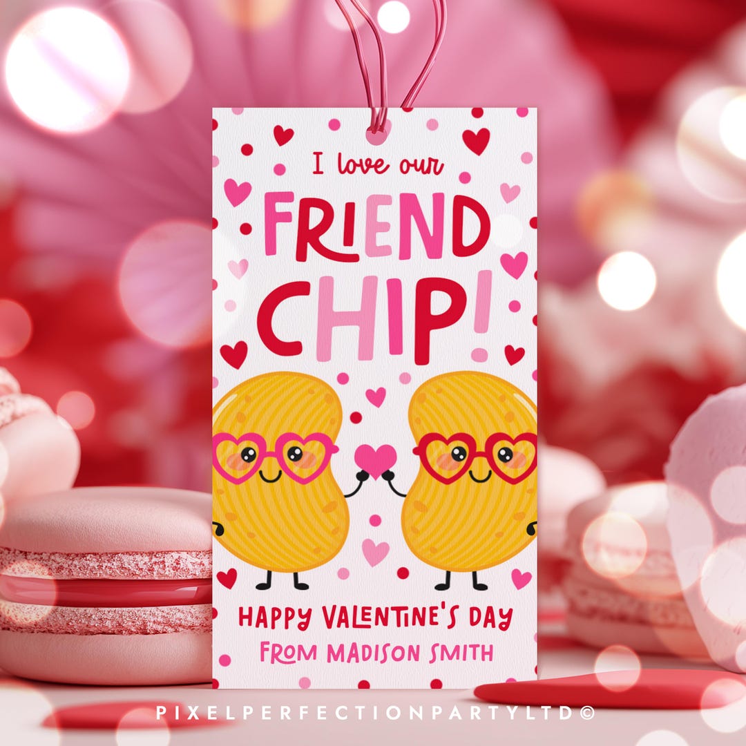 Editable Chip Valentine's Day Tag Bear Valentine I Love Our Friend-chip ...